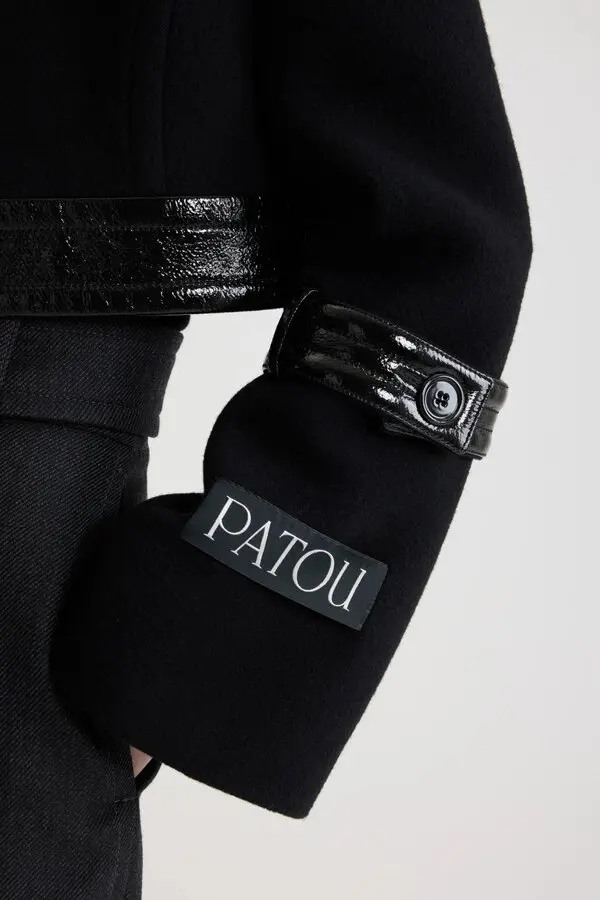 PATOU Cropped Coat With Patent Leather Belt