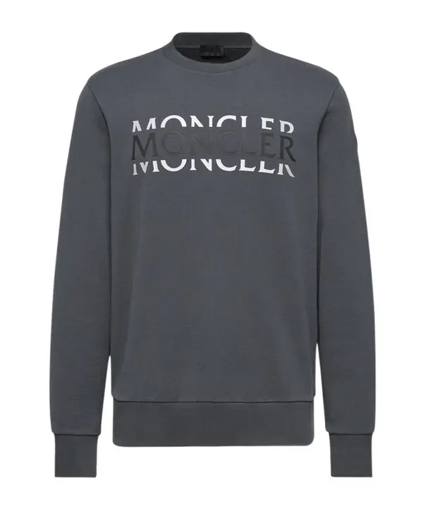 Moncler Cotton Jersey Sweatshirt With Printed Logo - Black