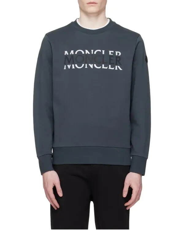 Moncler Cotton Jersey Sweatshirt With Printed Logo - Black