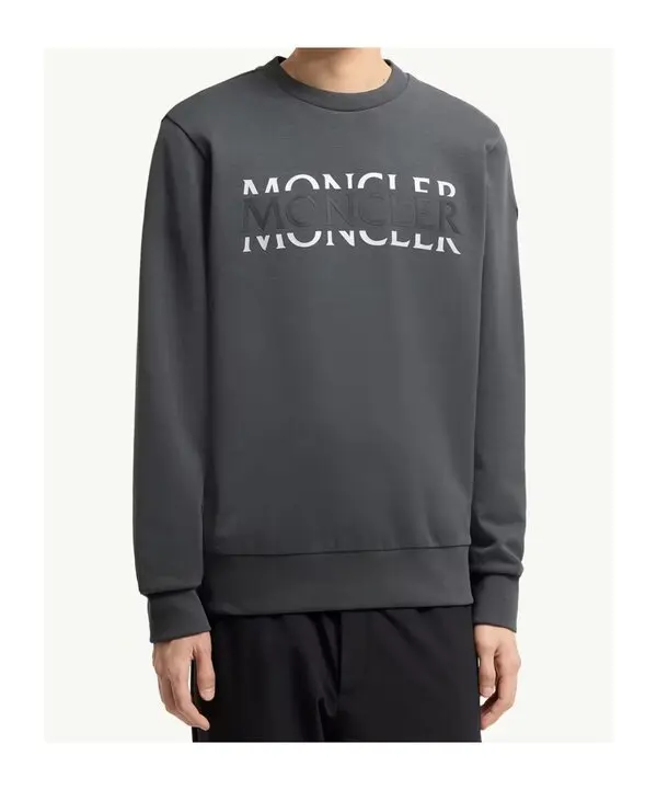 Moncler Cotton Jersey Sweatshirt With Printed Logo - Black