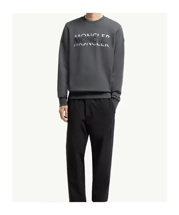 Moncler Cotton Jersey Sweatshirt With Printed Logo - Black