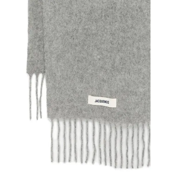 Jacquemus The Carro Fringed Edge Scarf - Gray