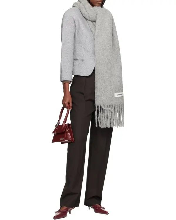 Jacquemus The Carro Fringed Edge Scarf - Gray