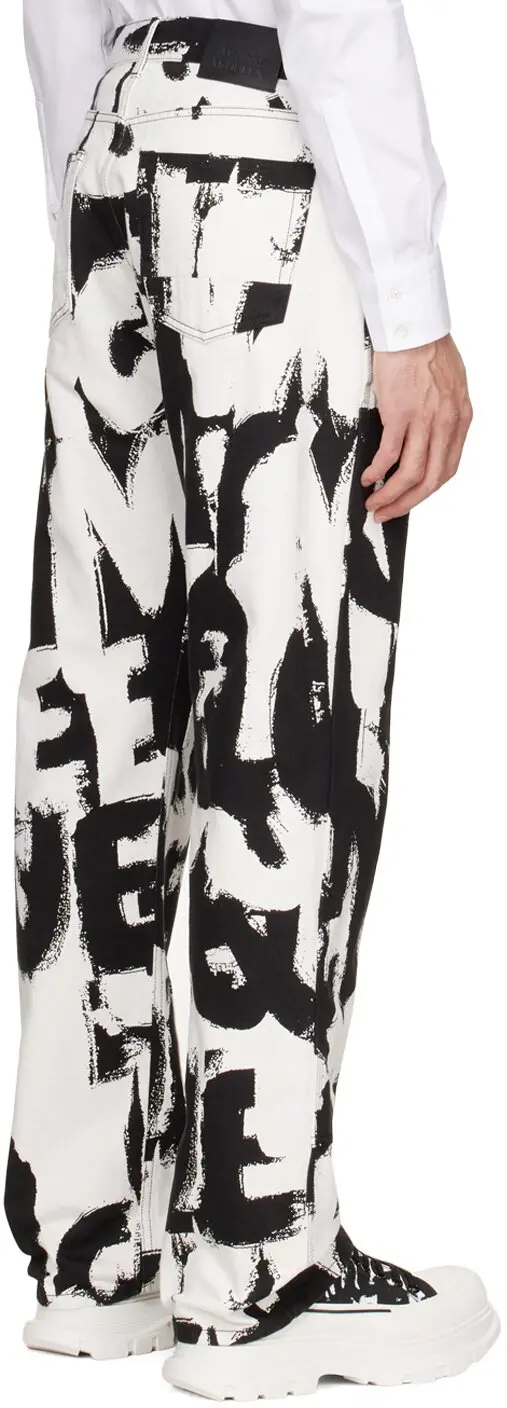 Alexander McQueen Graffiti-print Straight-leg Jeans - Black