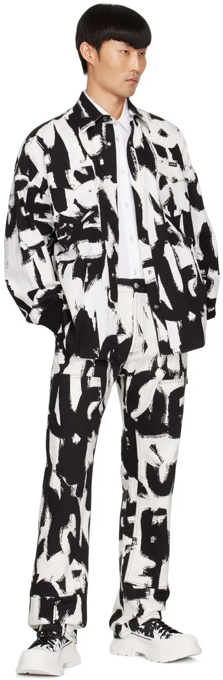 Alexander McQueen Graffiti-print Straight-leg Jeans - Black