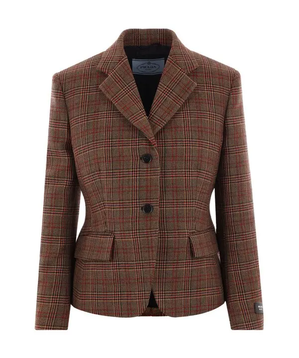 Prada Checked Single Breasted Jacket