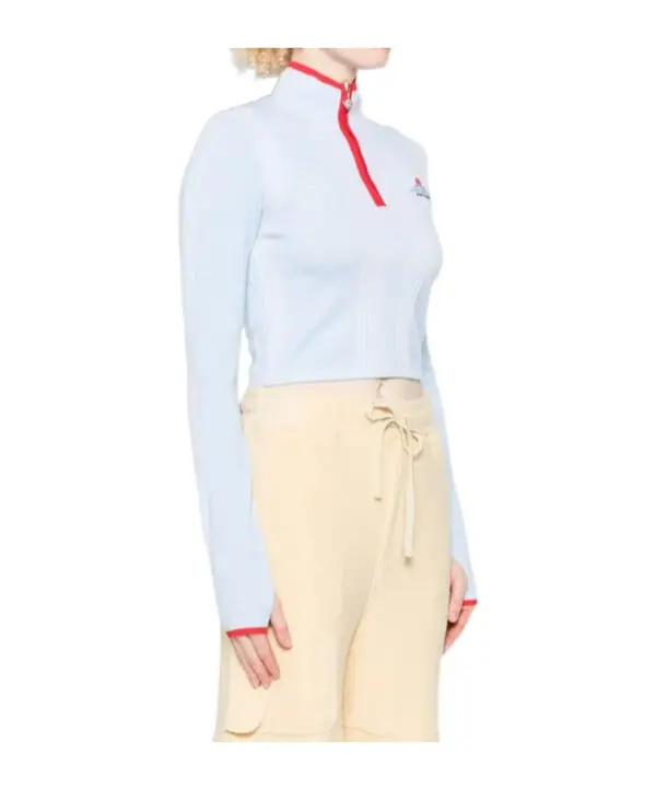 Casablanca Half Zip Sweatshirt With Ribbed Texture And Logo Embroidery