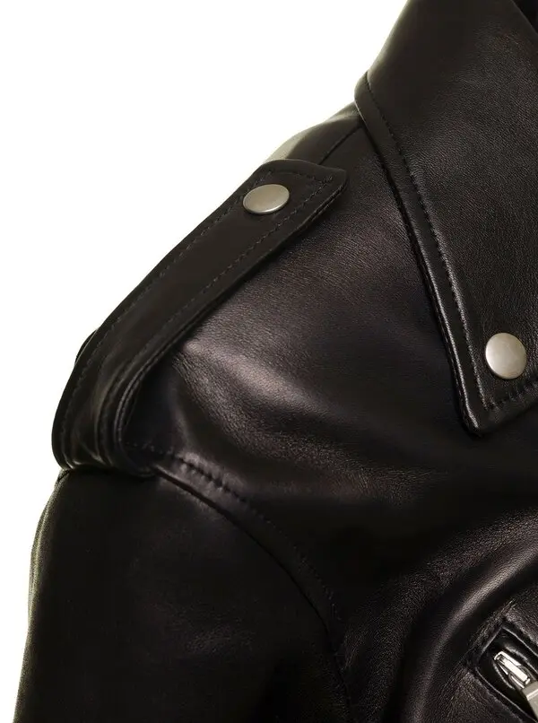 Palm Angels Zipped Cropped Leather Jacket