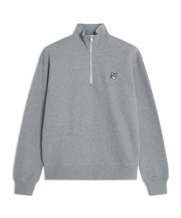 Maison Kitsuné Fox Patch Half-zip Sweatshirt - Gray