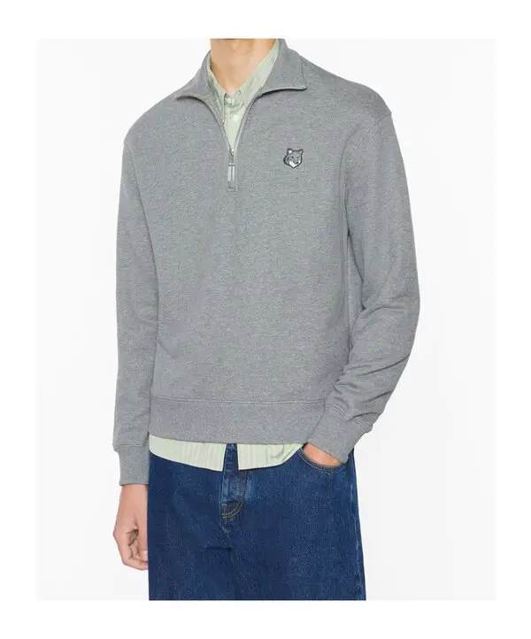 Maison Kitsuné Fox Patch Half-zip Sweatshirt - Gray