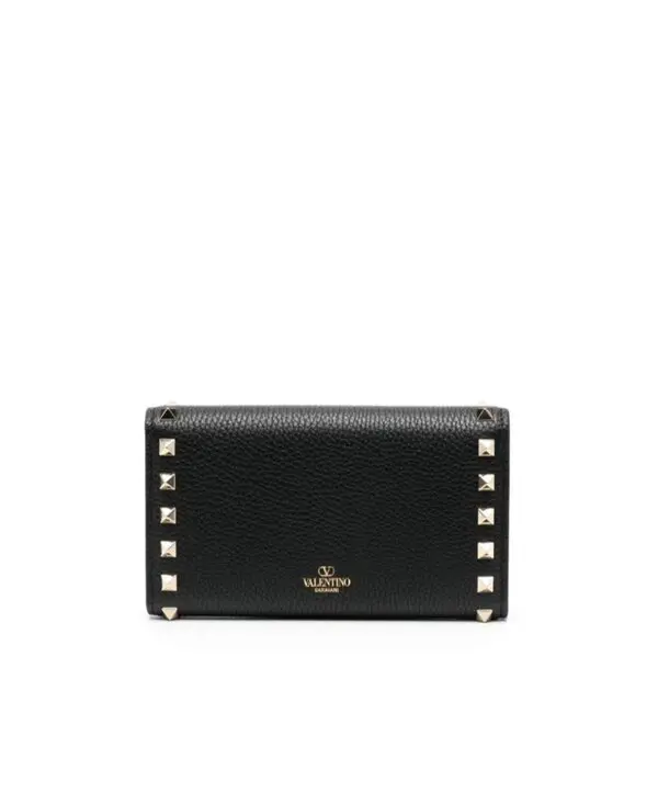 Valentino Garavani Rockstud Wallet In Grainy Calfskin