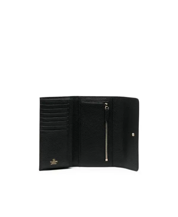 Valentino Garavani Rockstud Wallet In Grainy Calfskin