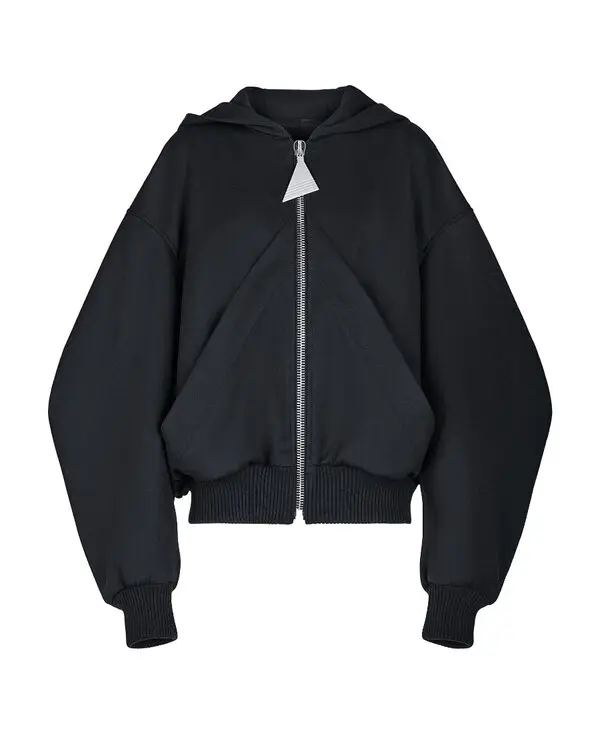Attico Zip-up Hooded Bomber Jacket - Black