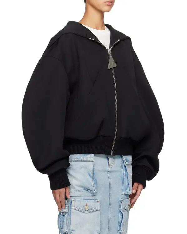 Attico Zip-up Hooded Bomber Jacket - Black