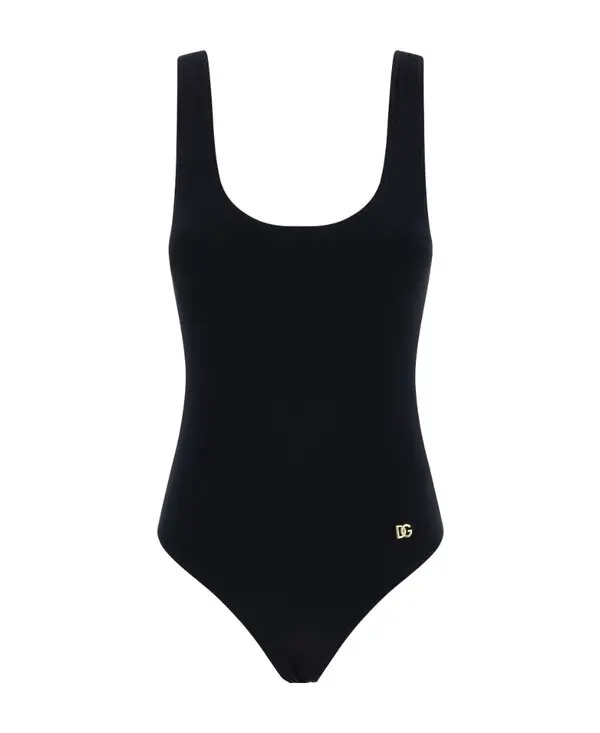 Dolce & Gabbana Dg Plaque One-piece Swimsuit - Black