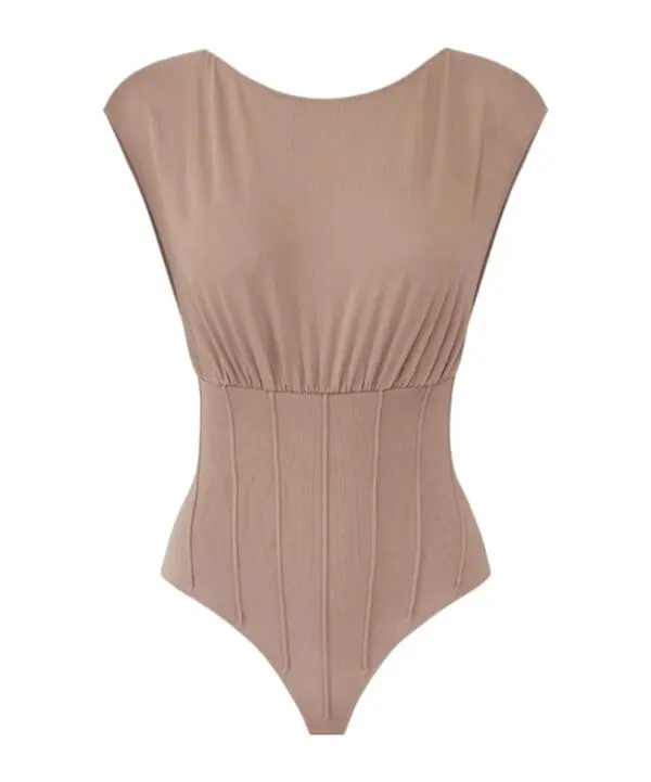 Elisabetta Franchi Knit Bodysuit With Removable Logo Necklace