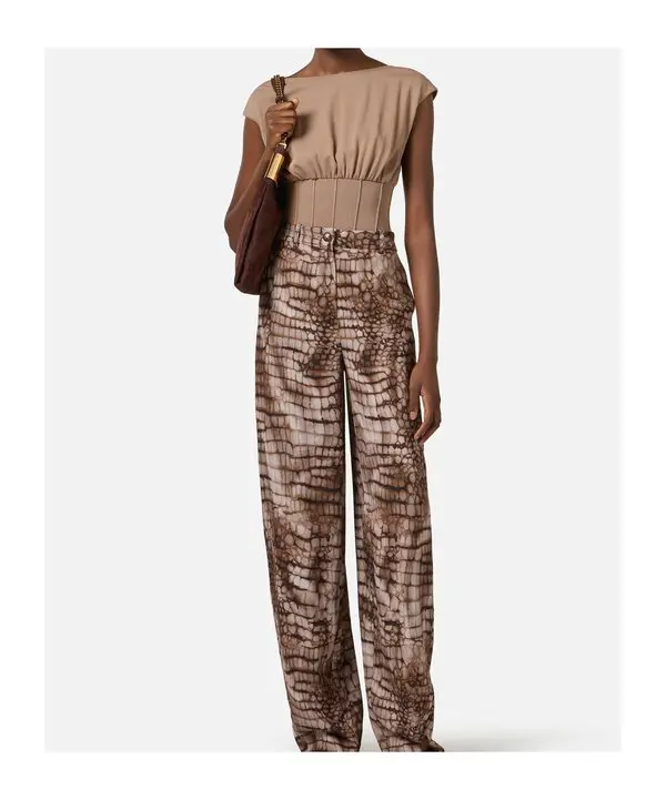 Elisabetta Franchi Knit Bodysuit With Removable Logo Necklace