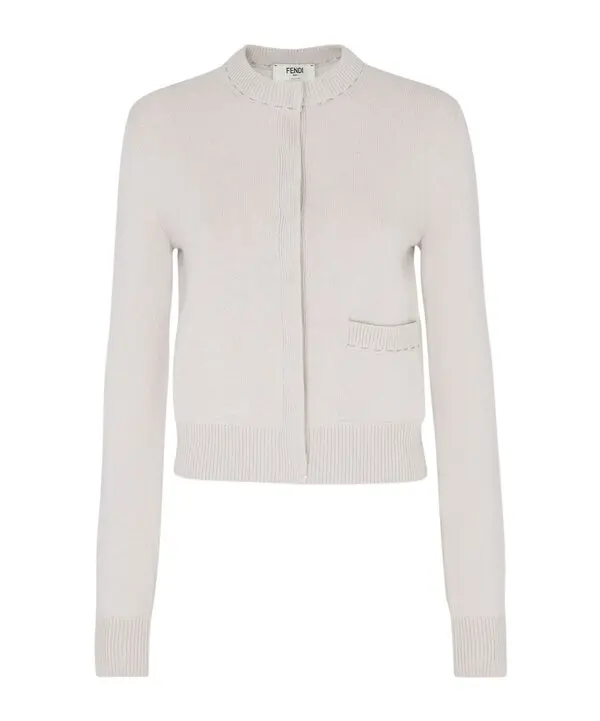 Fendi Long Sleeved Crewneck Cardigan With Pocket
