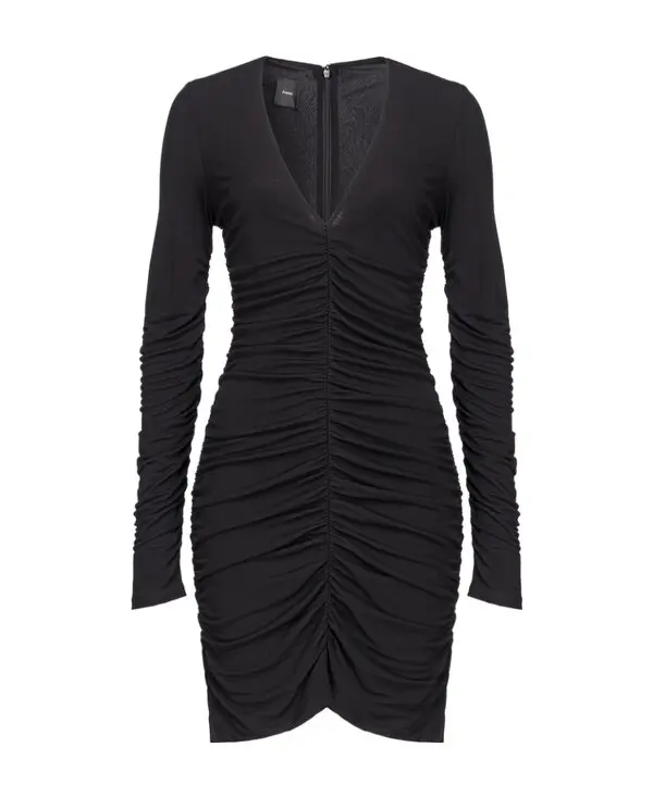 Pinko Gathered V-neck Mini Dress - Black