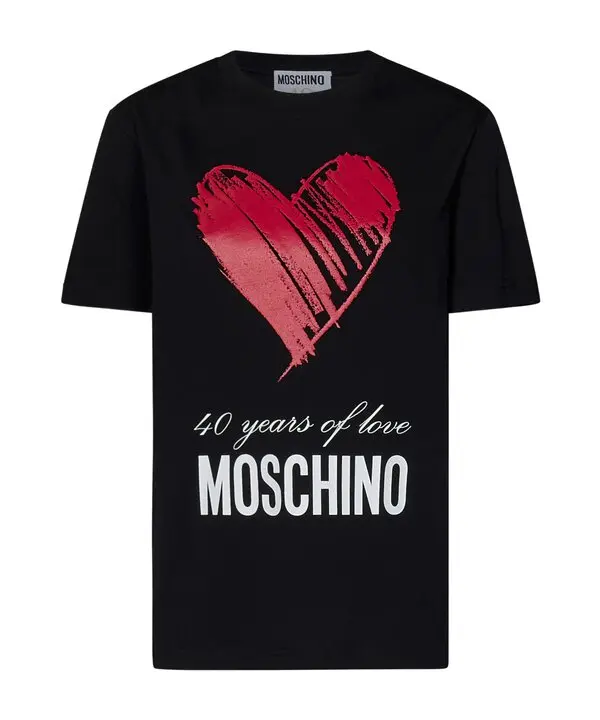 Moschino Heart Motif Printed Crewneck T-shirt - Black