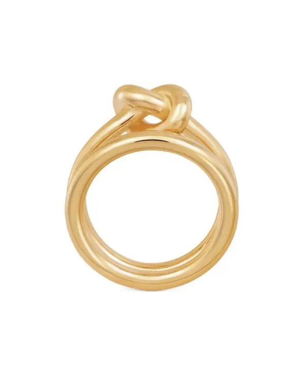 Celine Knot Double Ring In Brass With Gold Finish - Golden