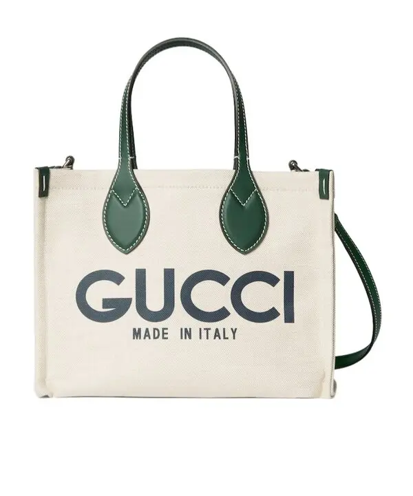 Gucci Logo Print Canvas Tote Bag