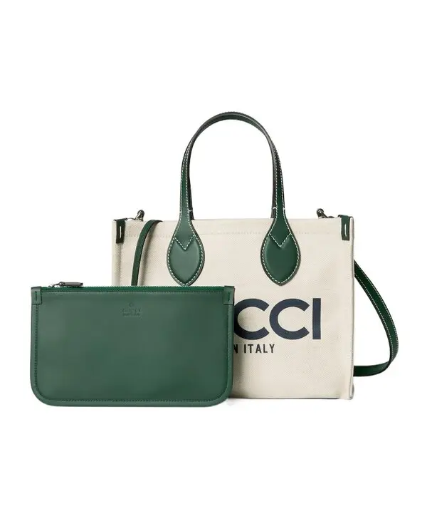 Gucci Logo Print Canvas Tote Bag