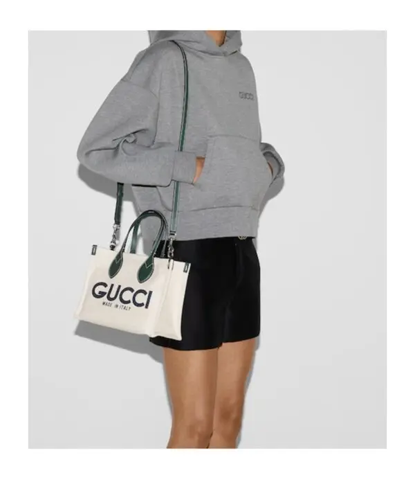 Gucci Logo Print Canvas Tote Bag