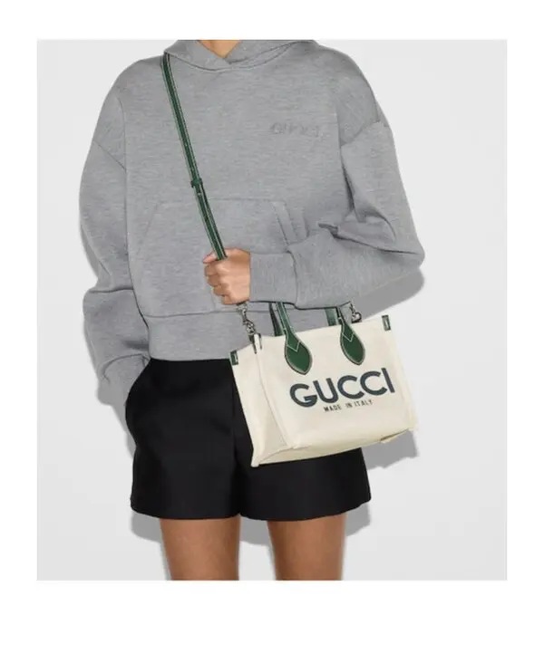 Gucci Logo Print Canvas Tote Bag