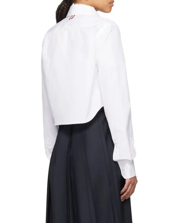 Thom Browne Button-up Cotton Shirt With Floral Intarsia