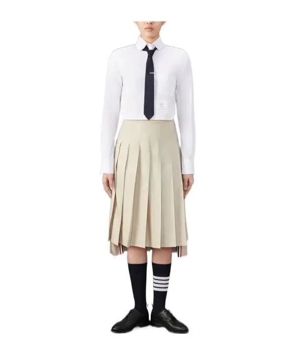 Thom Browne Button-up Cotton Shirt With Floral Intarsia