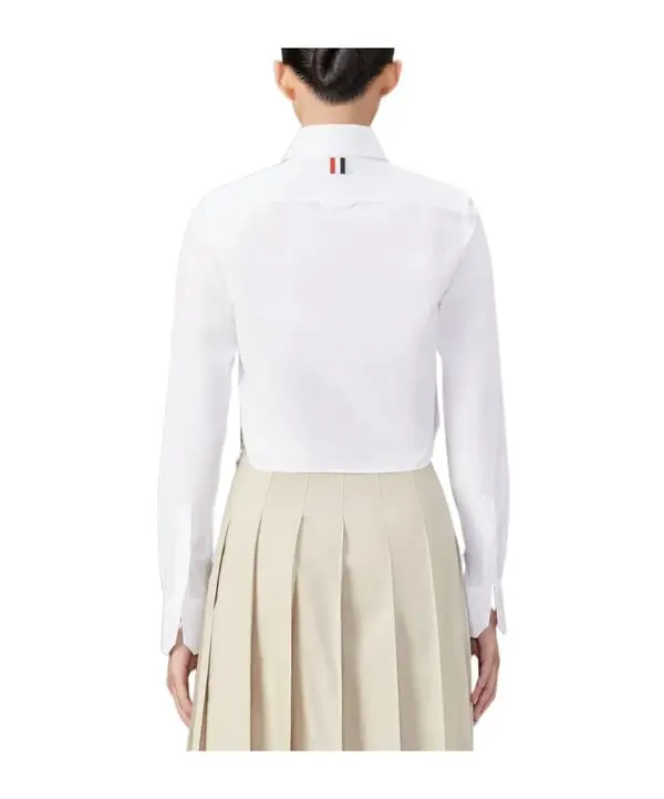 Thom Browne Button-up Cotton Shirt With Floral Intarsia