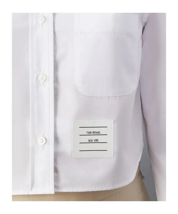 Thom Browne Button-up Cotton Shirt With Floral Intarsia
