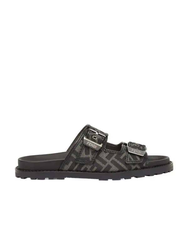 Fendi Ff Motif Buckled Sandals - Black