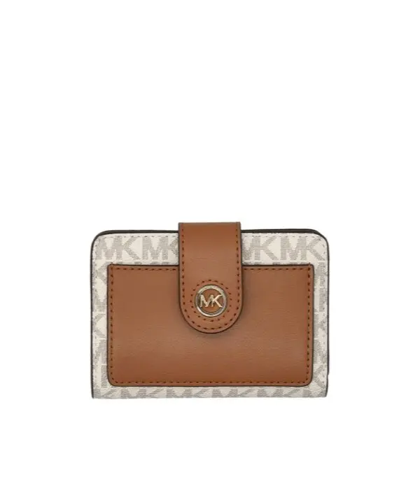 Michael Kors Logo Plaque Bi-fold Wallet - Vanilla/acrn