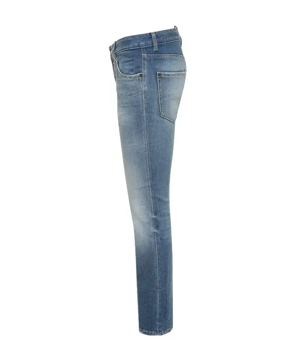 Dsquared2 Tapered Leg Distressed Jeans With Belt Ring