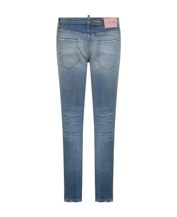 Dsquared2 Tapered Leg Distressed Jeans With Belt Ring