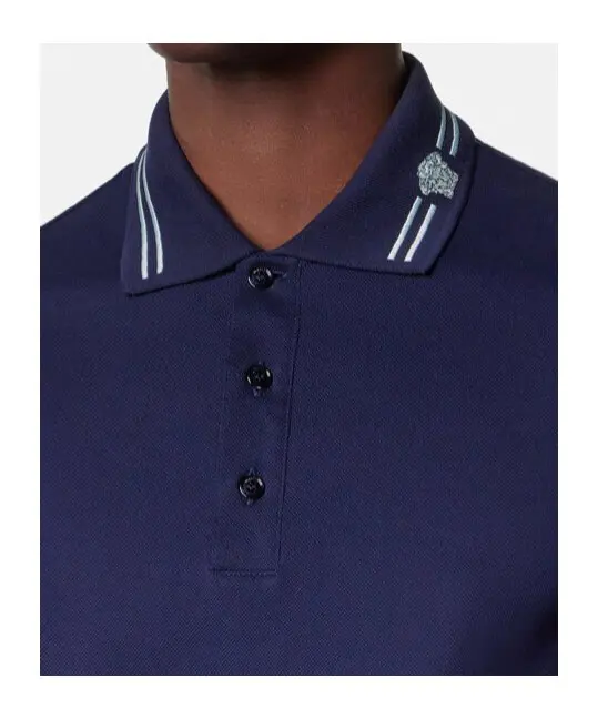 Versace Medusa-embroidered Short-sleeved Polo Shirt - Blue