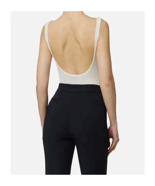 Elisabetta Franchi Logo-detail Ribbed Bodysuit - Ivory