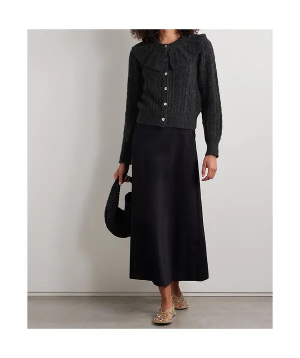 DÔEN Long-sleeved Cardigan With Ruffled Collar