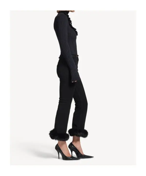 Balenciaga Heart Cut-out Ruffled Turtleneck Fine Knit Top