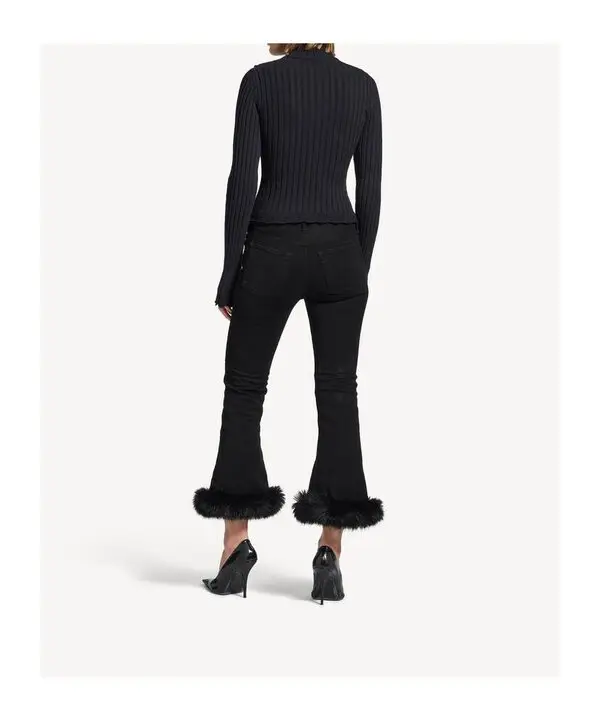 Balenciaga Heart Cut-out Ruffled Turtleneck Fine Knit Top