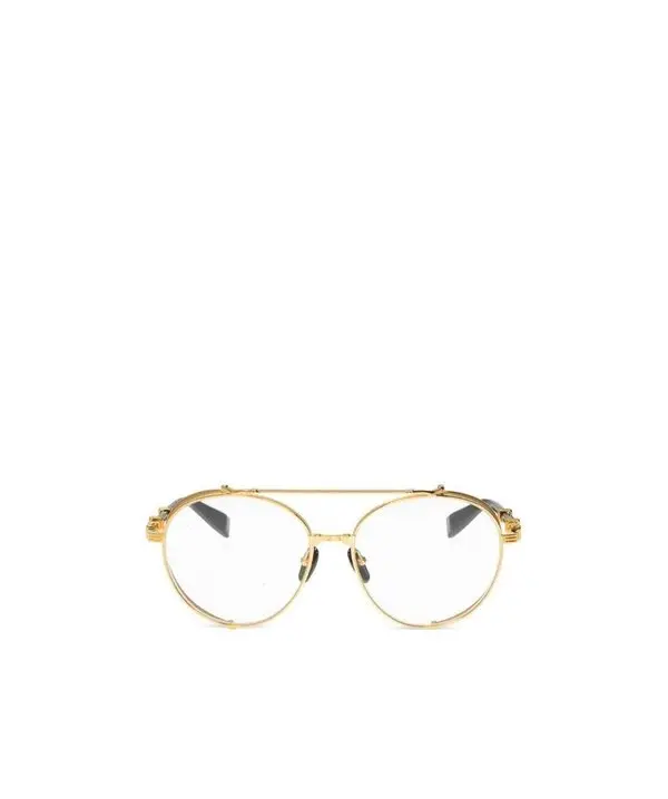 Balmain Logo Flat Mirror Eyeglasses - Black