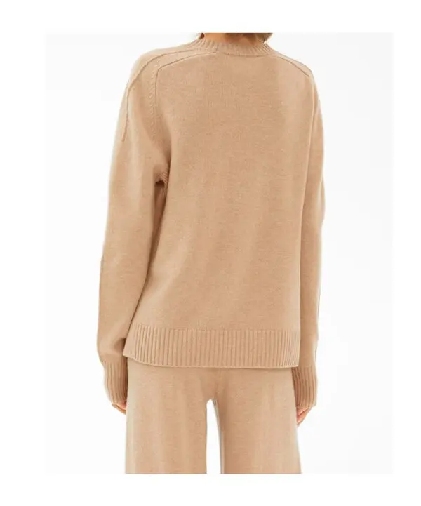 JUVIA Ribbed Crew Neck Sweater With Raglan Sleeves And Side Slits