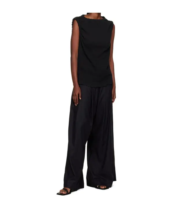BASERANGE Sleeveless Boatneck Top With Smocked Detailing