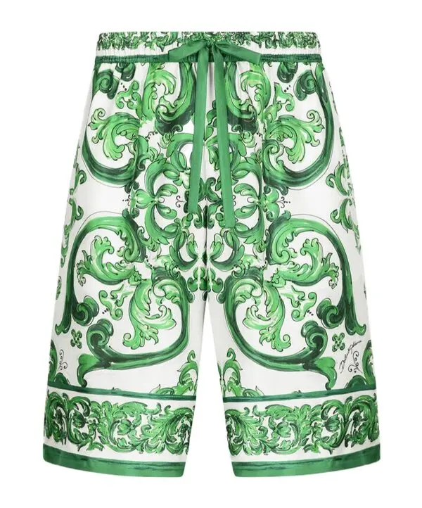 Dolce & Gabbana Majolica Printed Jogging Shorts - Green