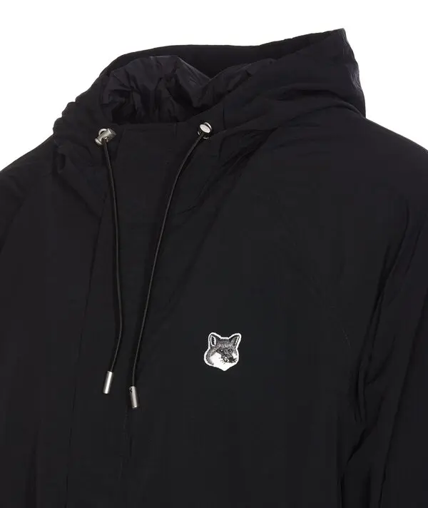 Maison Kitsuné Zip-up Windbreaker With Fox Head Patch - Black