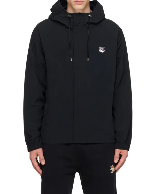Maison Kitsuné Zip-up Windbreaker With Fox Head Patch - Black