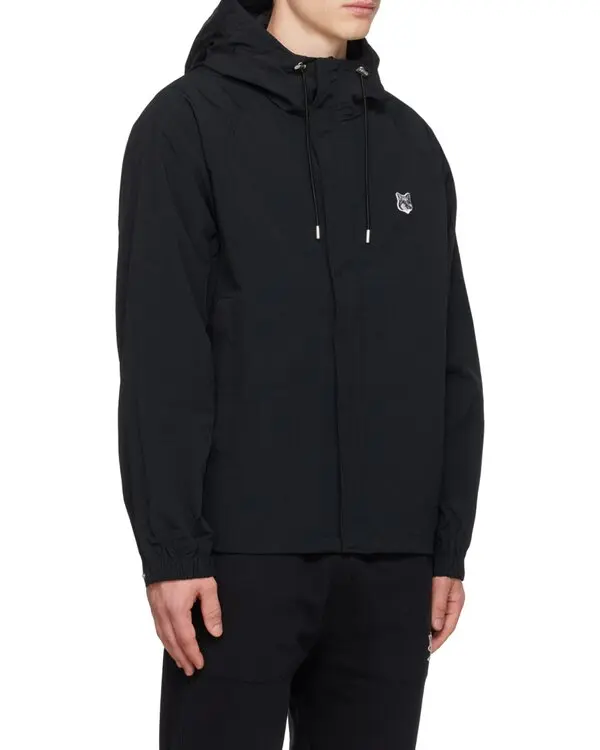 Maison Kitsuné Zip-up Windbreaker With Fox Head Patch - Black