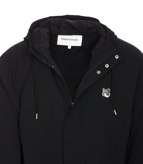 Maison Kitsuné Zip-up Windbreaker With Fox Head Patch - Black